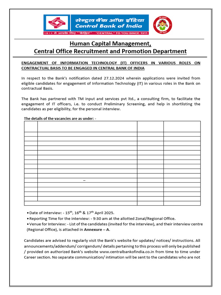 Notification For Interview | PDF | Computing