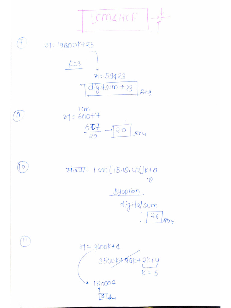 LCM & HCF Class Notes | PDF