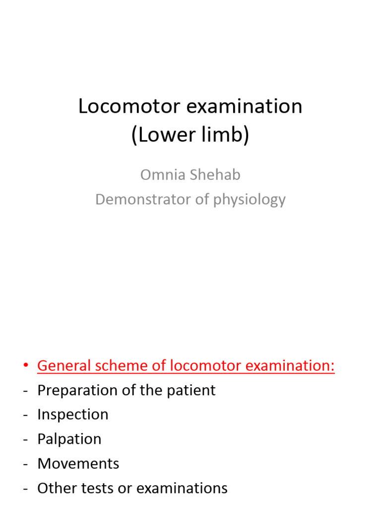 Lower Limb Locomotor Examination Guide | PDF | Knee | Ankle