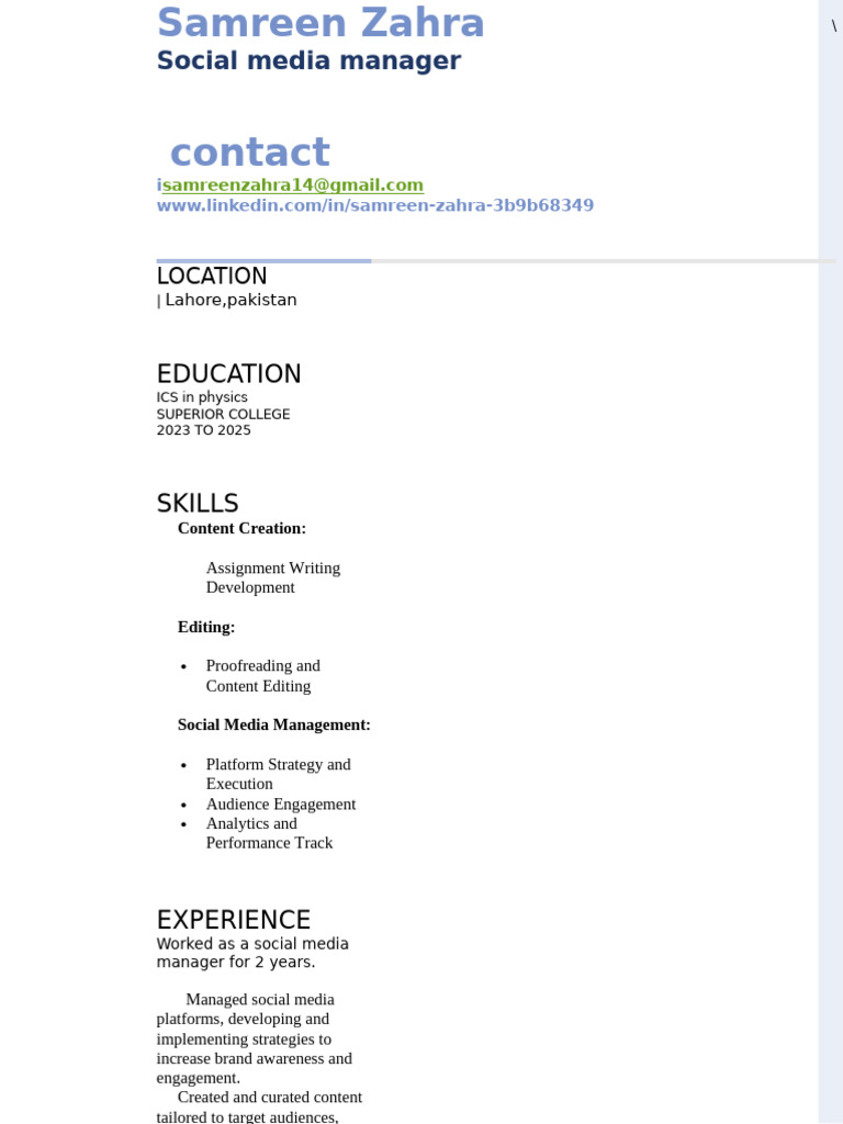 Samreen Zahra 1738358043757 CV | PDF