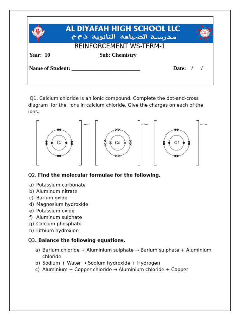 WS- IST TERM EXAM REINFORCEMENT | PDF | Solubility | Chloride