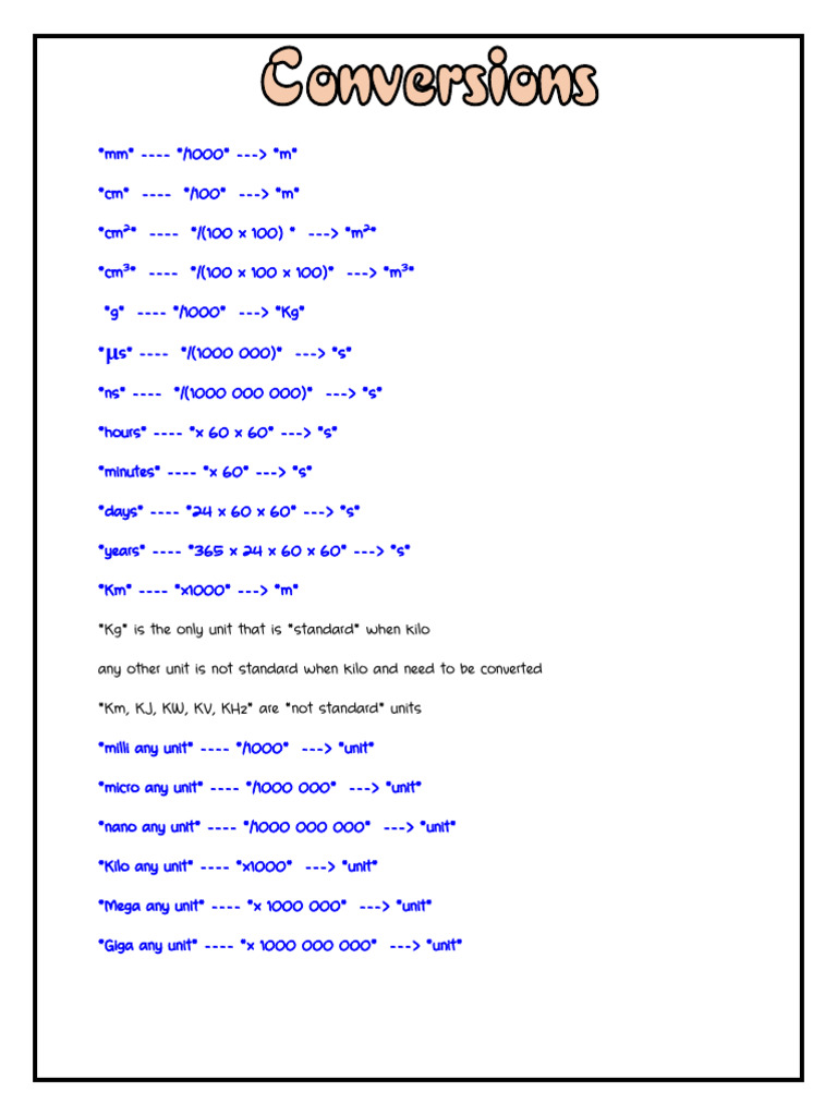 Units Conversions | PDF