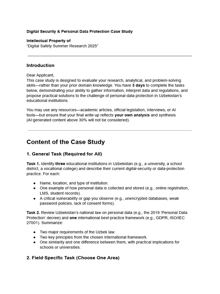 Digital Security & Personal Data Protection Case Study | PDF | Data
