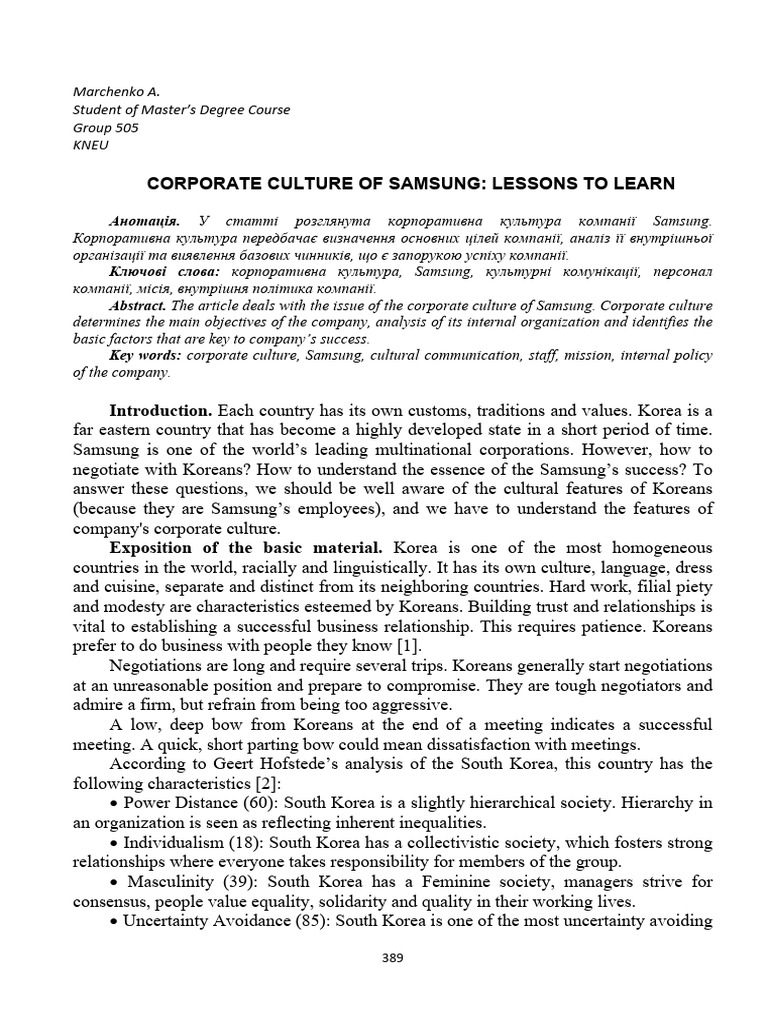 Corporate Culture of Samsung | PDF | Samsung | Employment