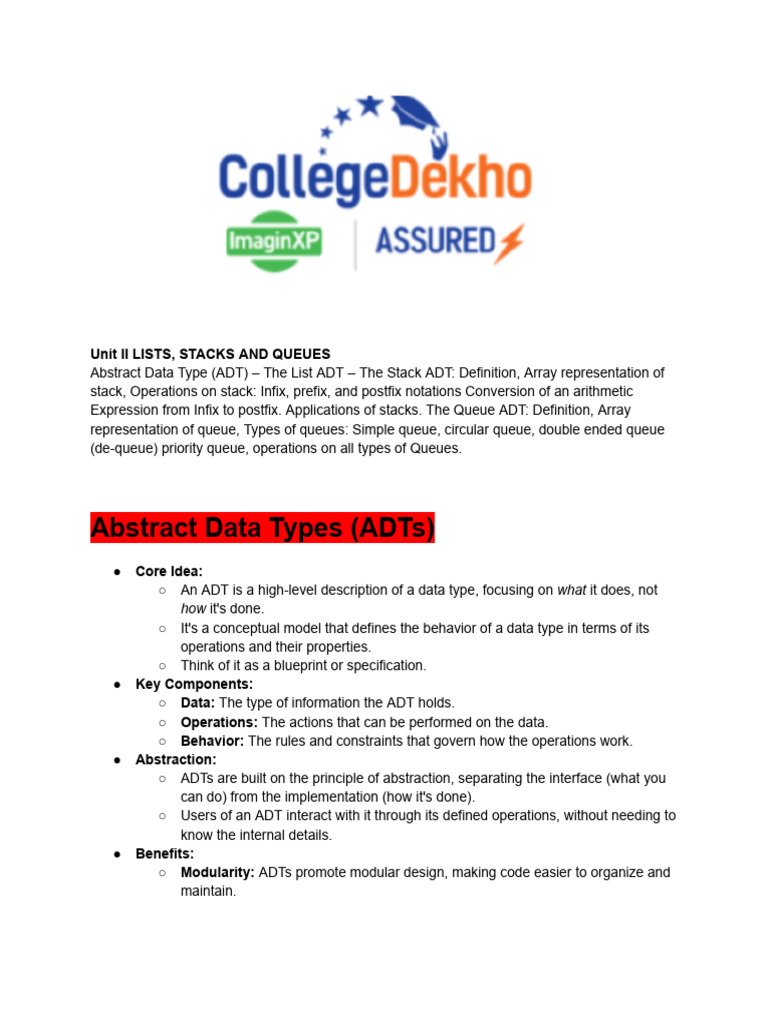 Btech Aiml Unit 2 Sem 2 | PDF | Queue (Abstract Data Type) | Algorithms And Data Structures