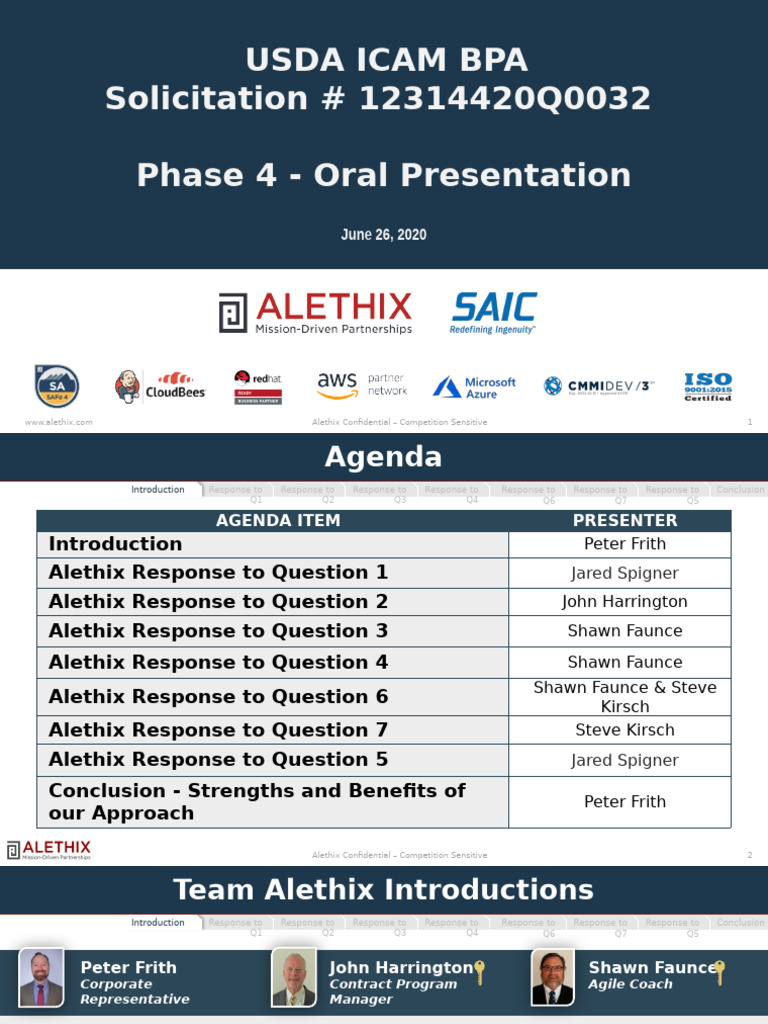 Solicitation 12314420Q0032 USDA ICAM BPA Alethix Phase4 Orals 06262020 | PDF | Scrum (Software ...