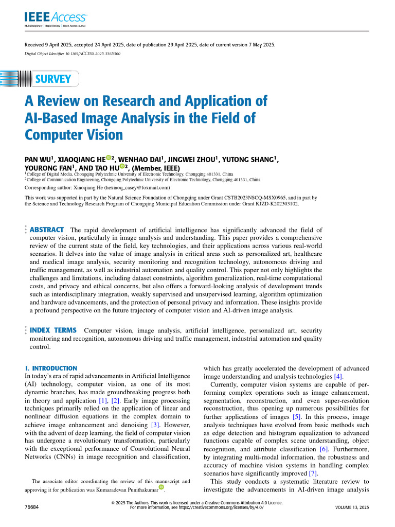 A Review On Research and Application of AI-Based Image Analysis in The ...