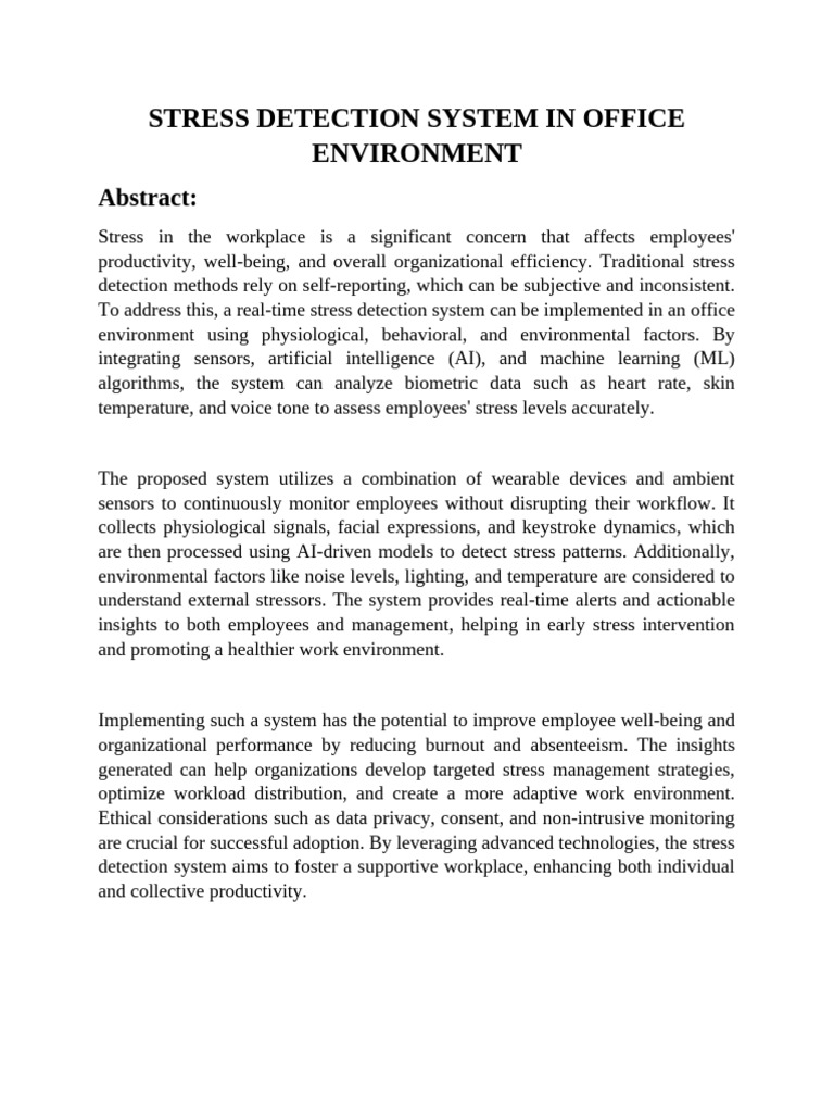37.stress Detection System in Office Environment | PDF | Stress ...