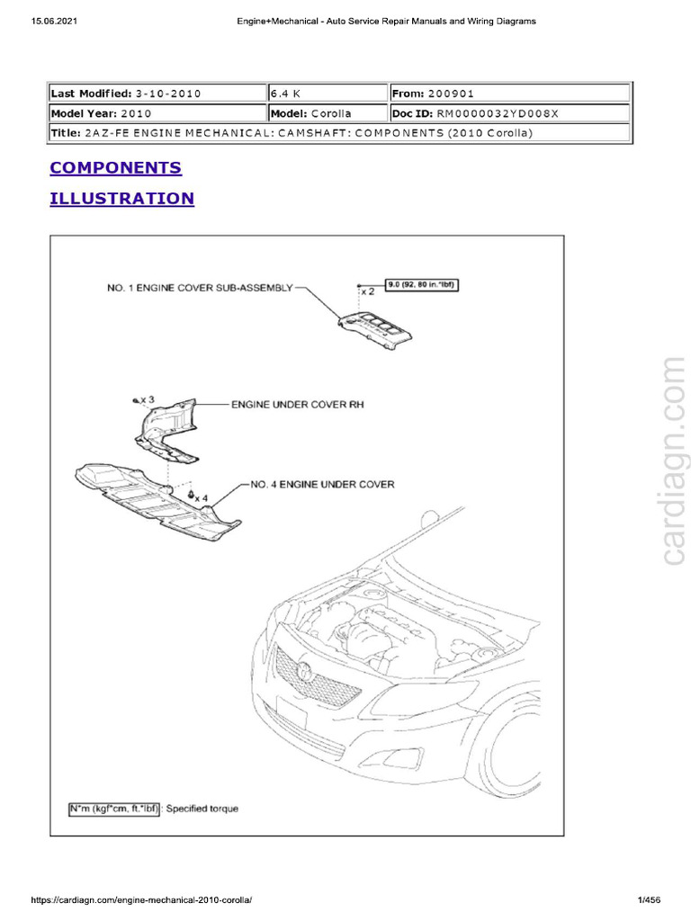 Toyota Corolla 2009-2010 Engine Mechanical | PDF