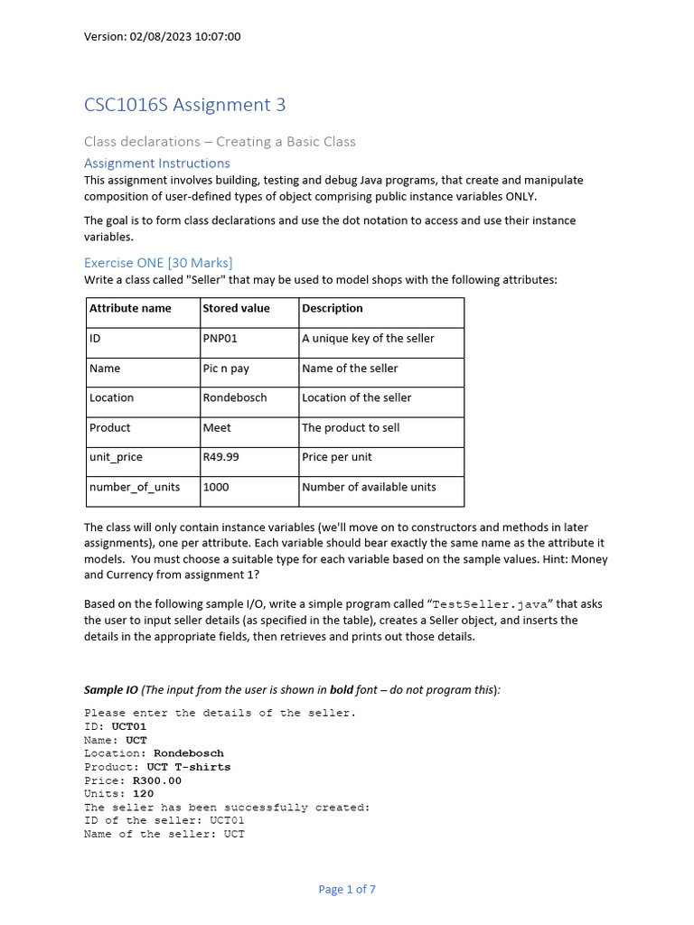 Creating A Basic Class | PDF | Comma Separated Values | Software Engineering