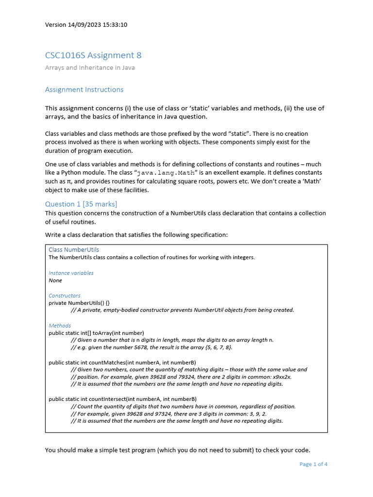Arrays and Inheritance | PDF | Class (Computer Programming) | Method (Computer Programming)