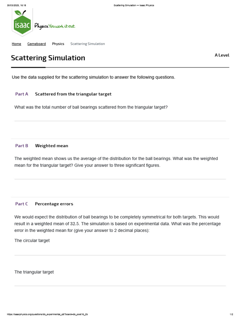 Scattering Simulation — Isaac Physics (1) | PDF | Standard Deviation