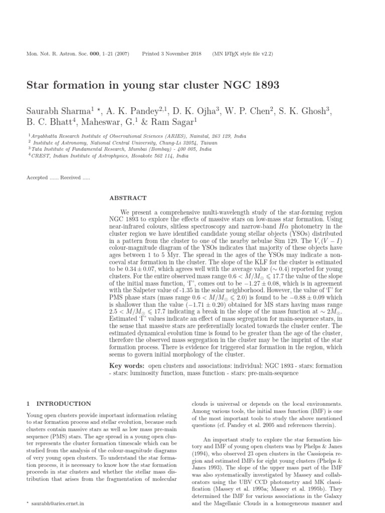 Star Formation in Young Star Cluster NGC | PDF | Astronomy ...