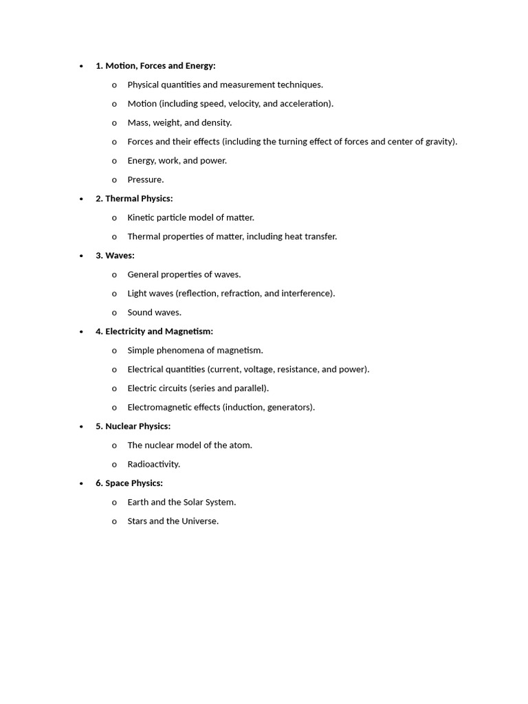 Comprehensive Physics Topic Overview | PDF