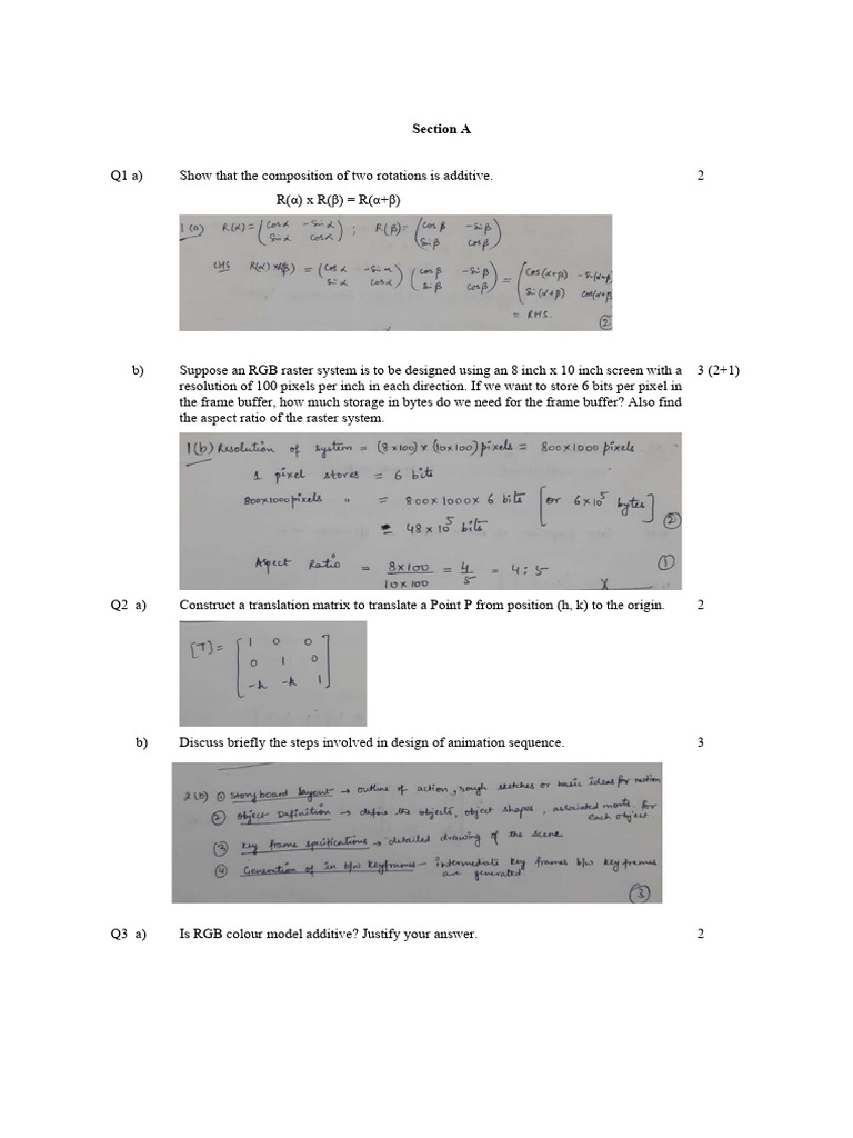 2022 - Solutionset Computer Graphics DU CBCS | PDF | Graphics | Image Processing