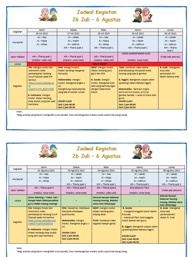 Jadwal Kegiatan Modul 1 Fix | PDF