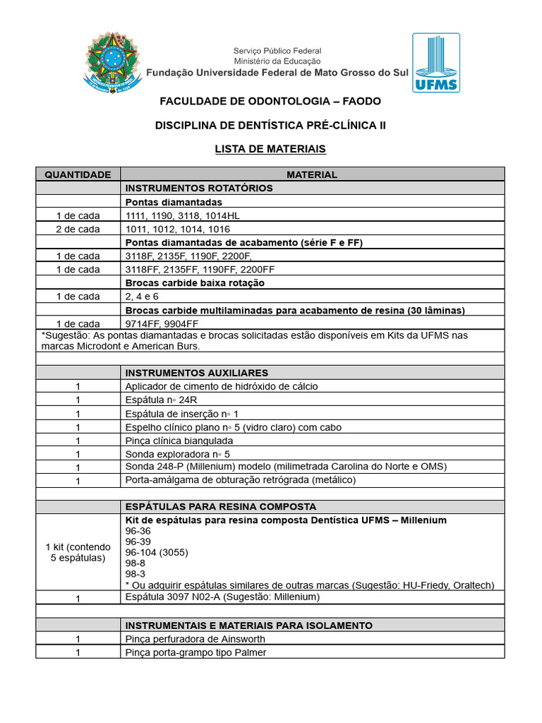 Lista de Materiais - DPC Ii - 2025.1 | PDF
