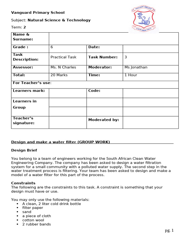Term 2 Natural Science Practical | PDF | Filtration | Water