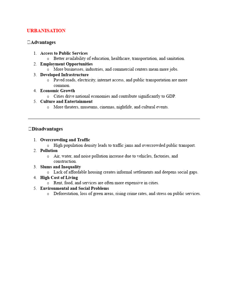 Advantages of Urbanization | PDF