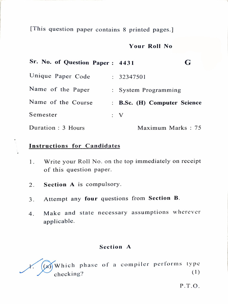 System programming Qpaper 2024 | PDF | Software Development | Computer Engineering