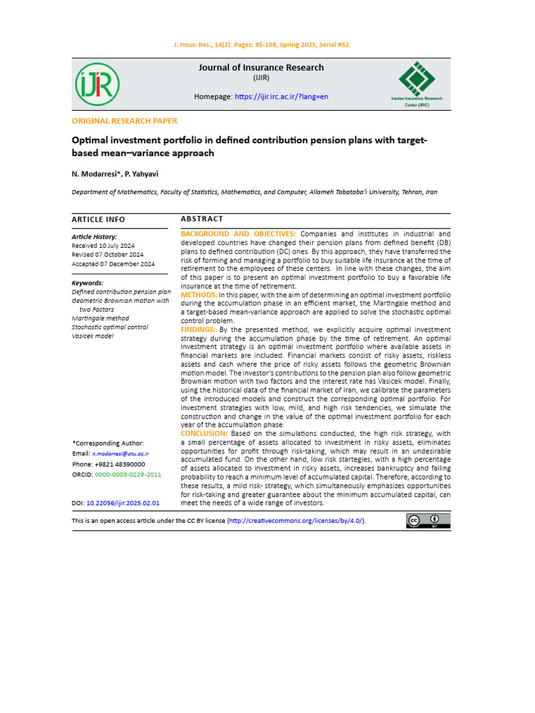 Optimal Investment Portfolio in Defined Contribution Pension Plans With ...