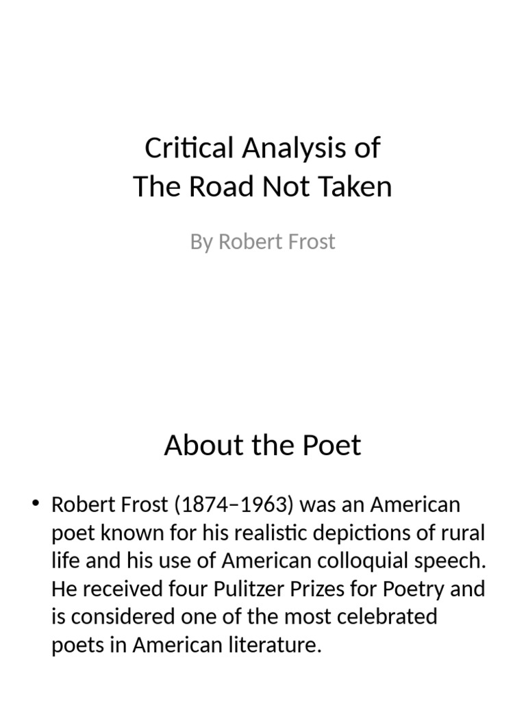 The Road Not Taken Analysis | PDF | Poetry | Writing