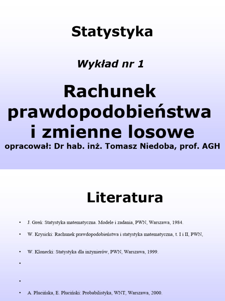 Wyklad - 1 - Statystyka | PDF