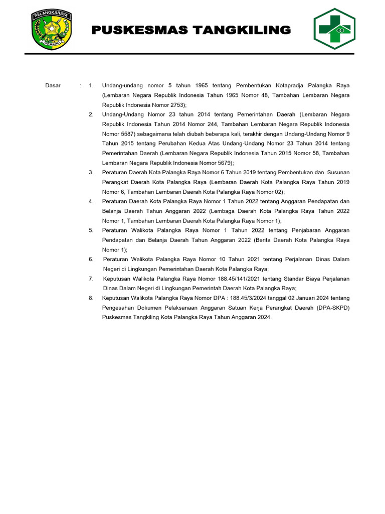 Surat Tugas Edukasi Gizi Puskesmas Tangkiling | PDF
