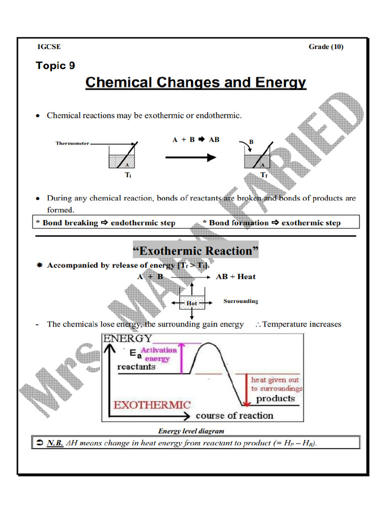 Chemical Reactions & Energy Notes | PDF