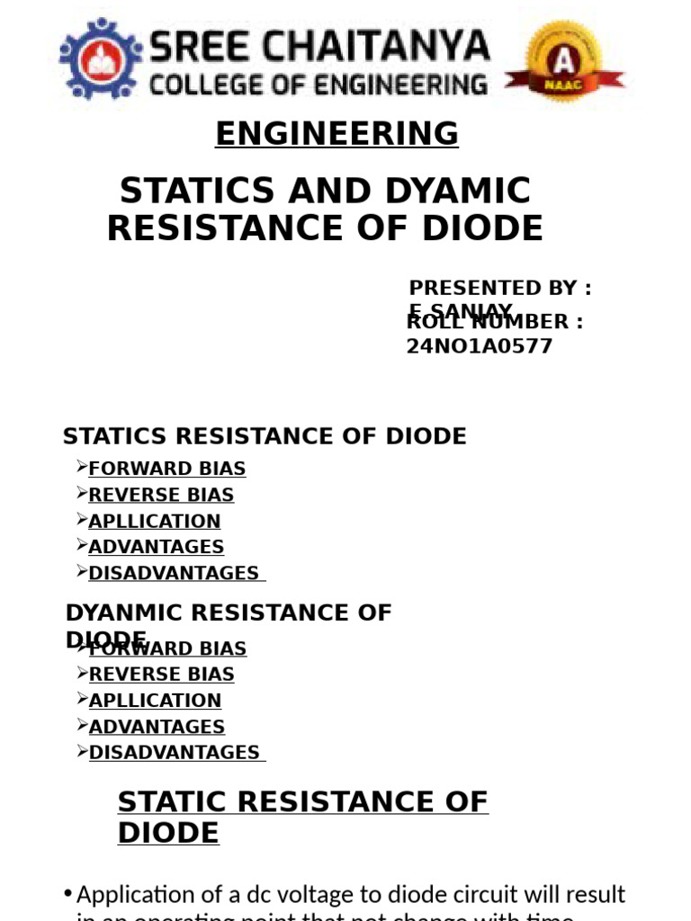 Diode Static and Dynamic Resistance Analysis | PDF