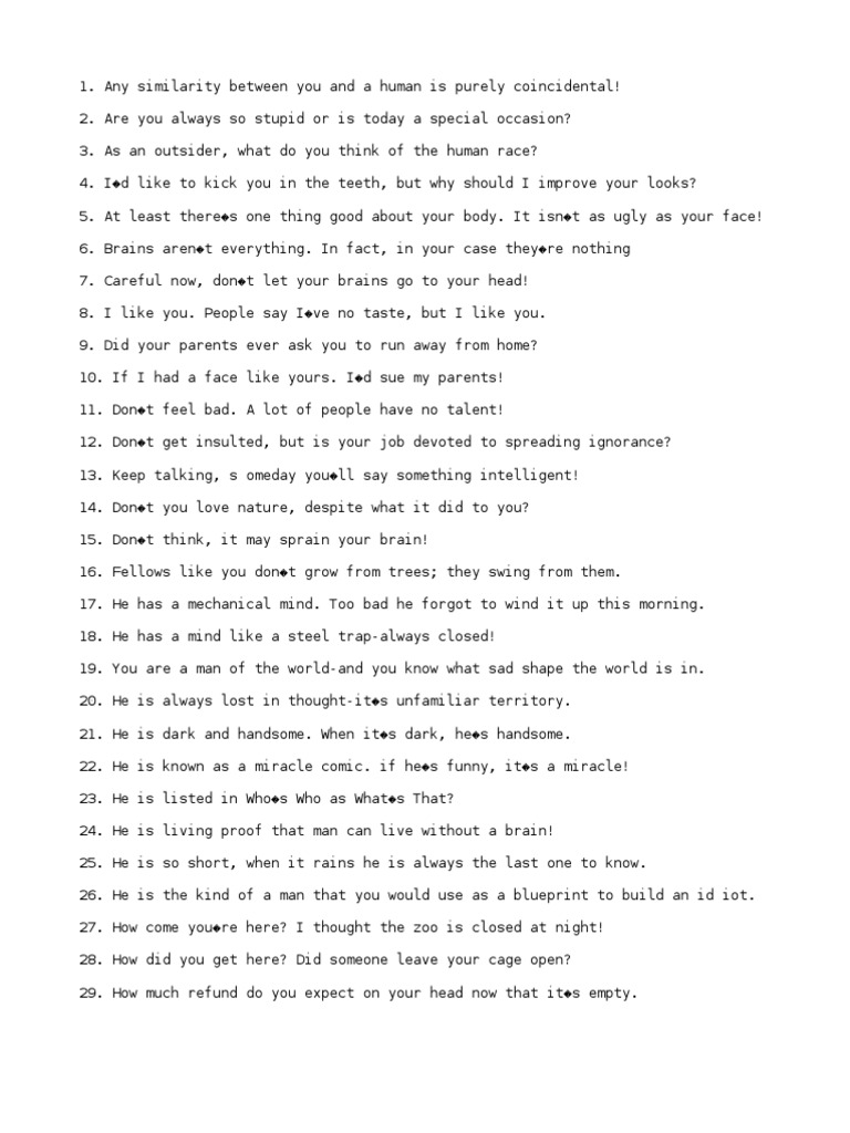 Creative Insults and Offenses | PDF