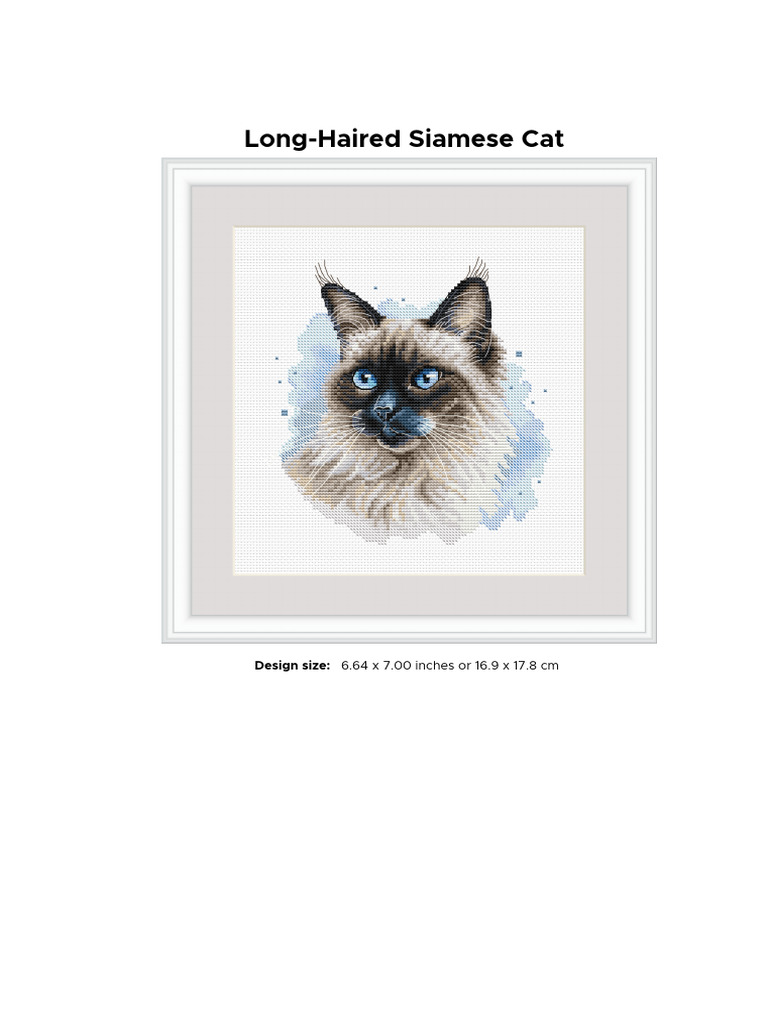 Long-Haired Siamese Cat: Design Size | PDF | Textile Arts