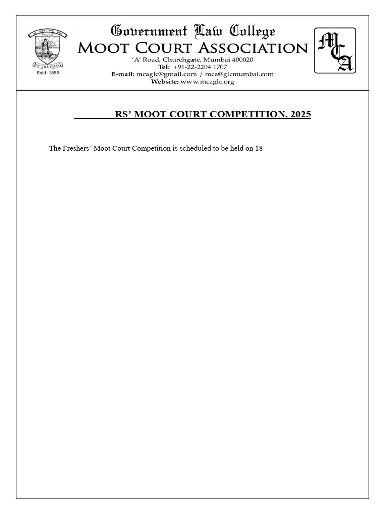 Guidelines For Freshers Moot Court Competiton, 2025 | PDF | Justice ...
