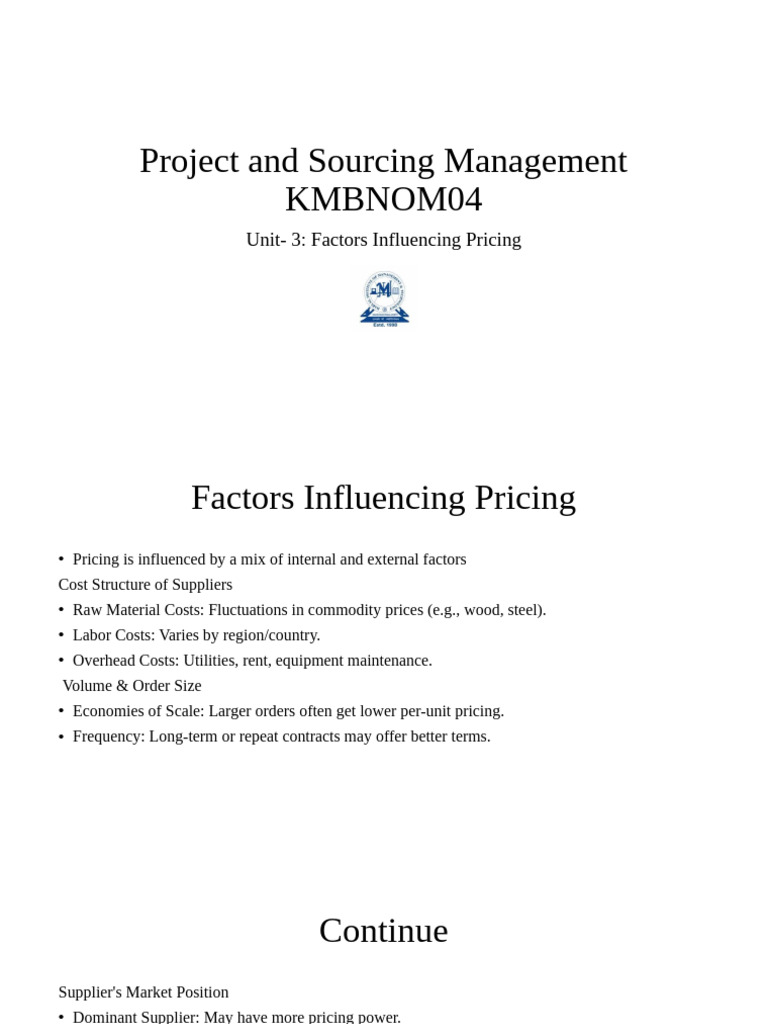 Unit 3 Factors Influencing Pricing | PDF