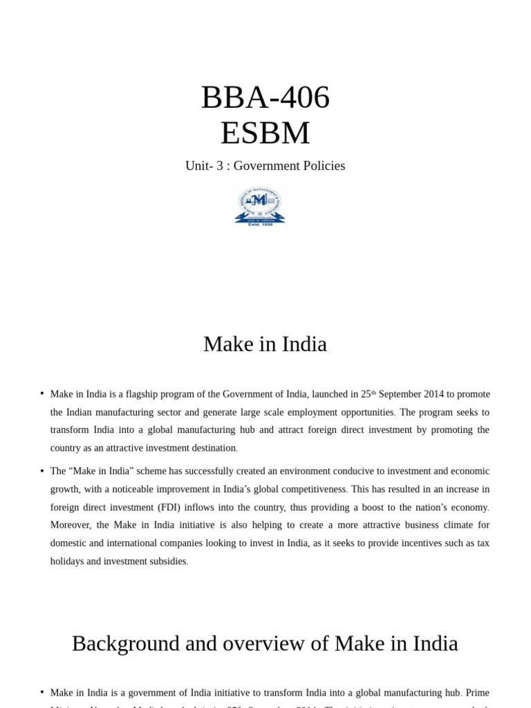 Unit - 3 Government Policies | PDF | Startup Company | Small Business ...