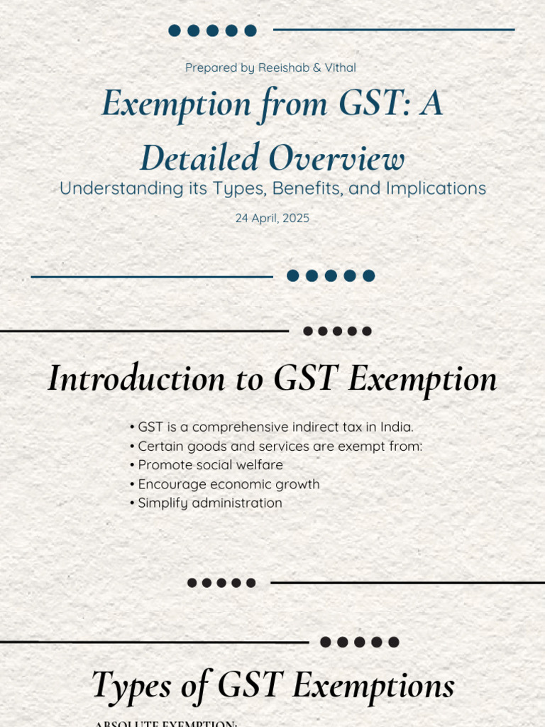 Presentation On GST Exemption | PDF