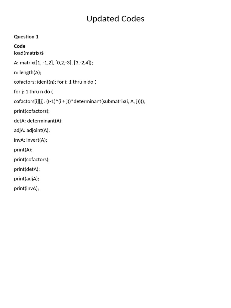 Codes and Outputs Updated | PDF