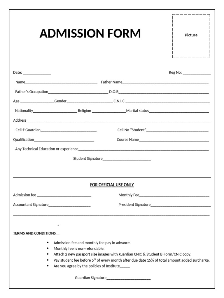 Addmission Form | PDF