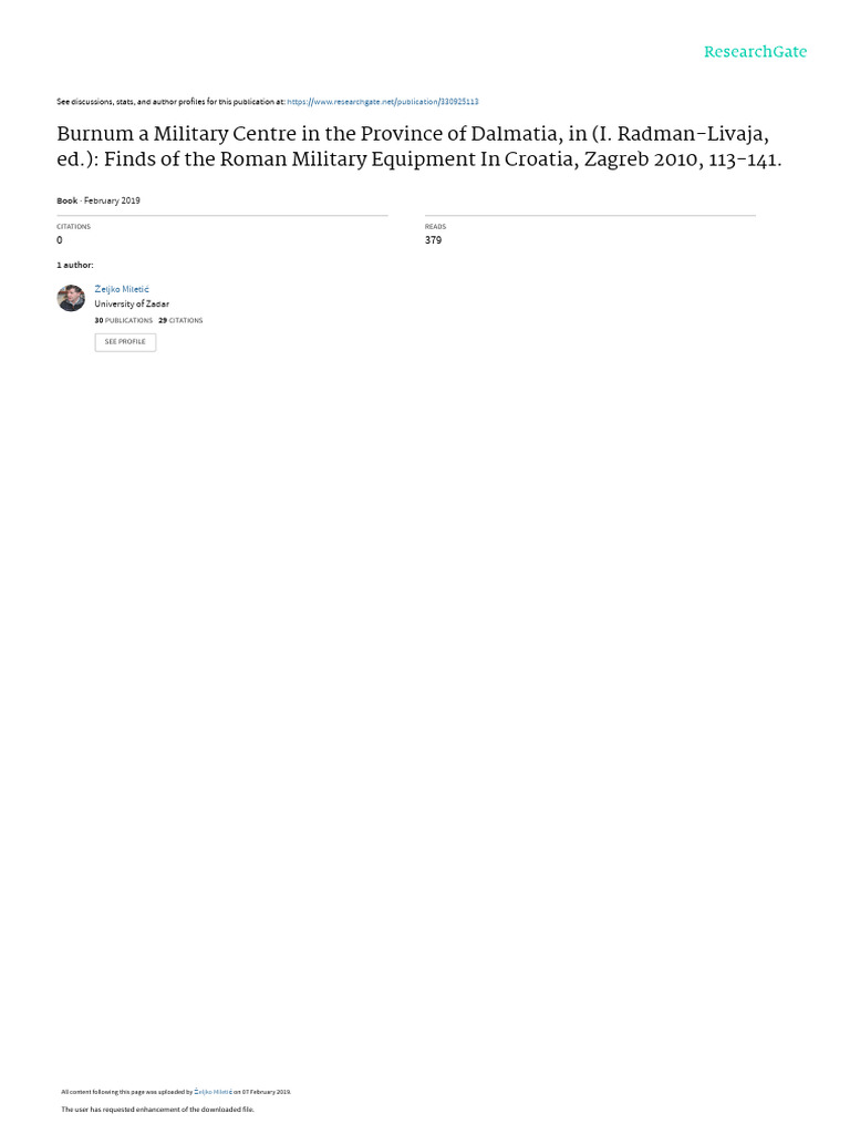 Mileti Burnum Vojnikosredite | PDF | Military Of Ancient Rome