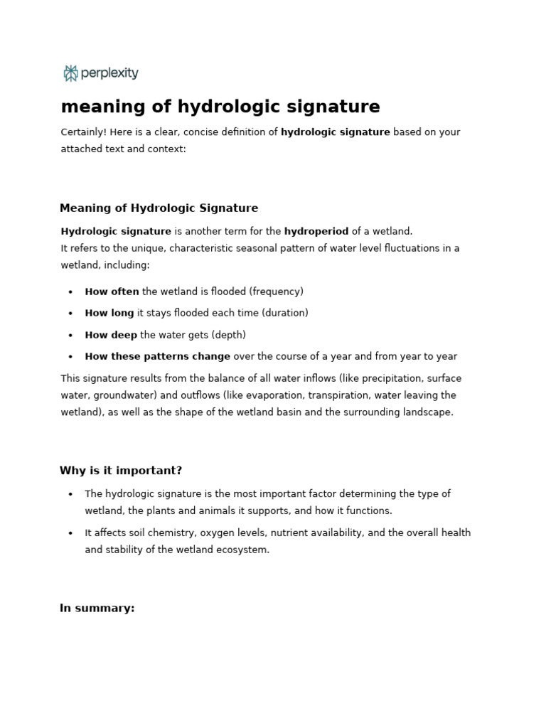 Meaning of Hydrologic Signature | PDF