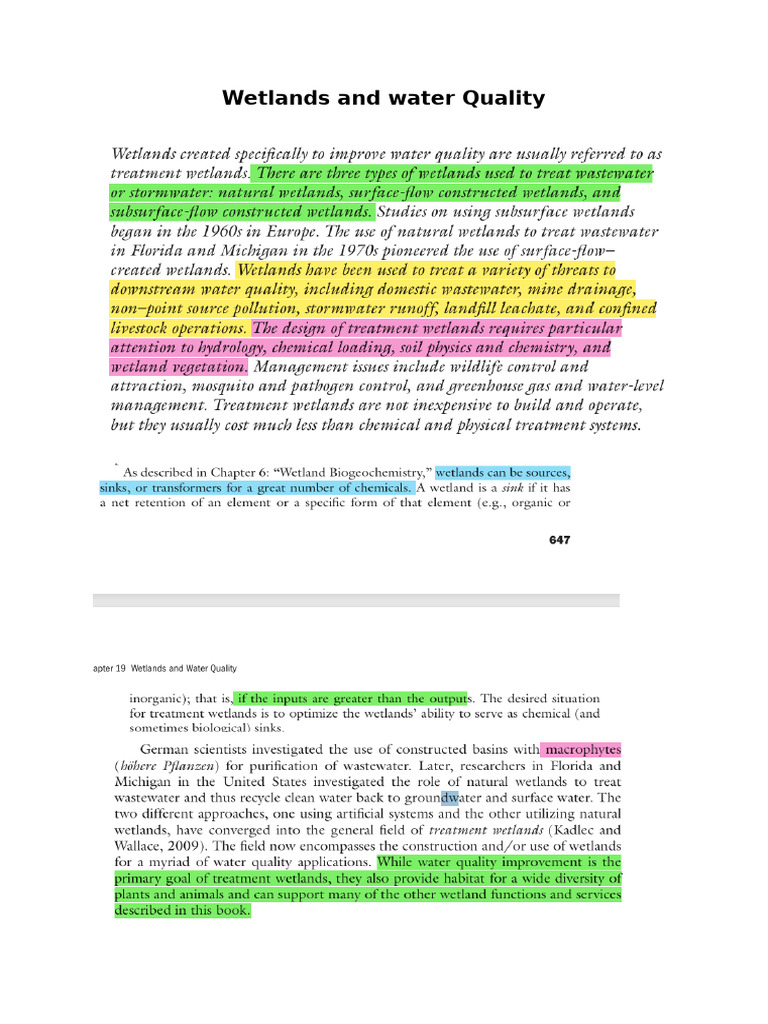 Wetlands and Water Quality | PDF