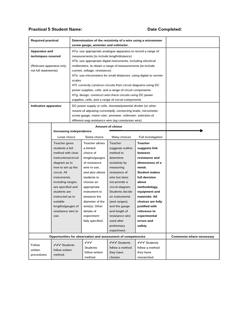 Practical 5 Resistivity of A Wire | PDF | Experiment | Electromagnetism