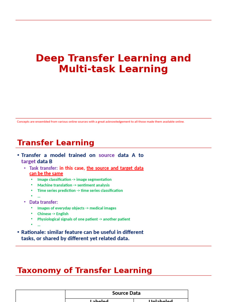 11 Deep Transfer Learning and Multi Task Learning | PDF | Deep Learning | Artificial Intelligence