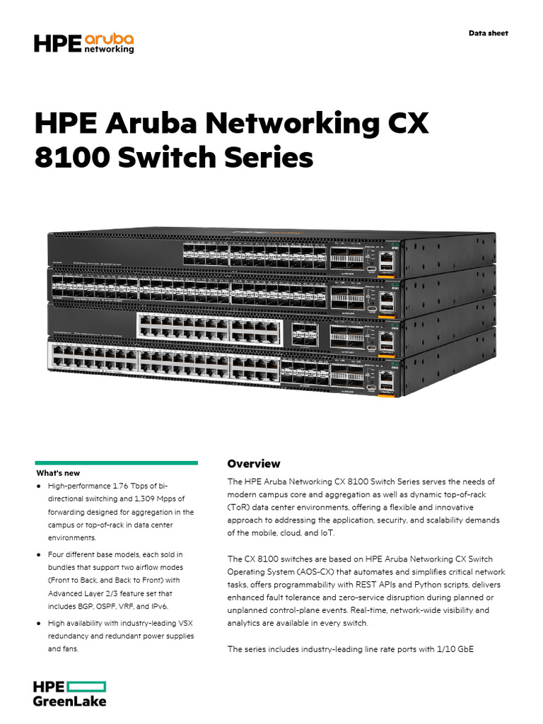 HPE Aruba Networking CX 8100 Switch Series Data sheet-PSN1014733547PHEN ...