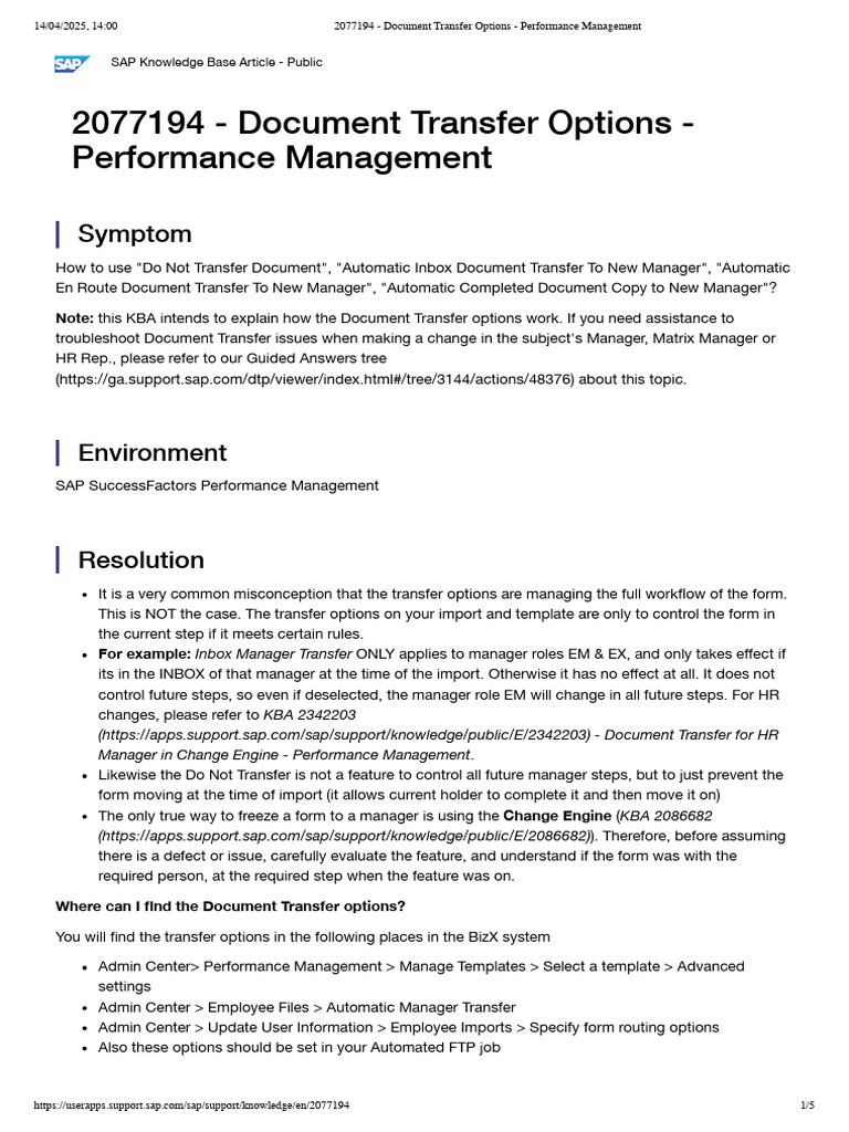 Document Transfer Options - Performance Management | PDF | File ...