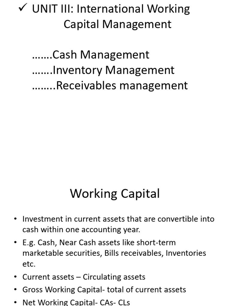 International Working Capital Strategies | PDF | Cash | Finance & Money ...