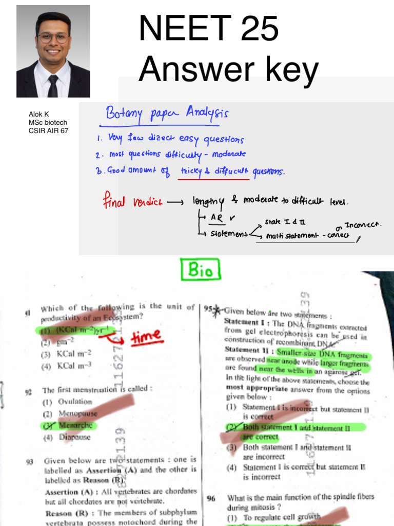 NEET 25 Answer Key Analysis | PDF