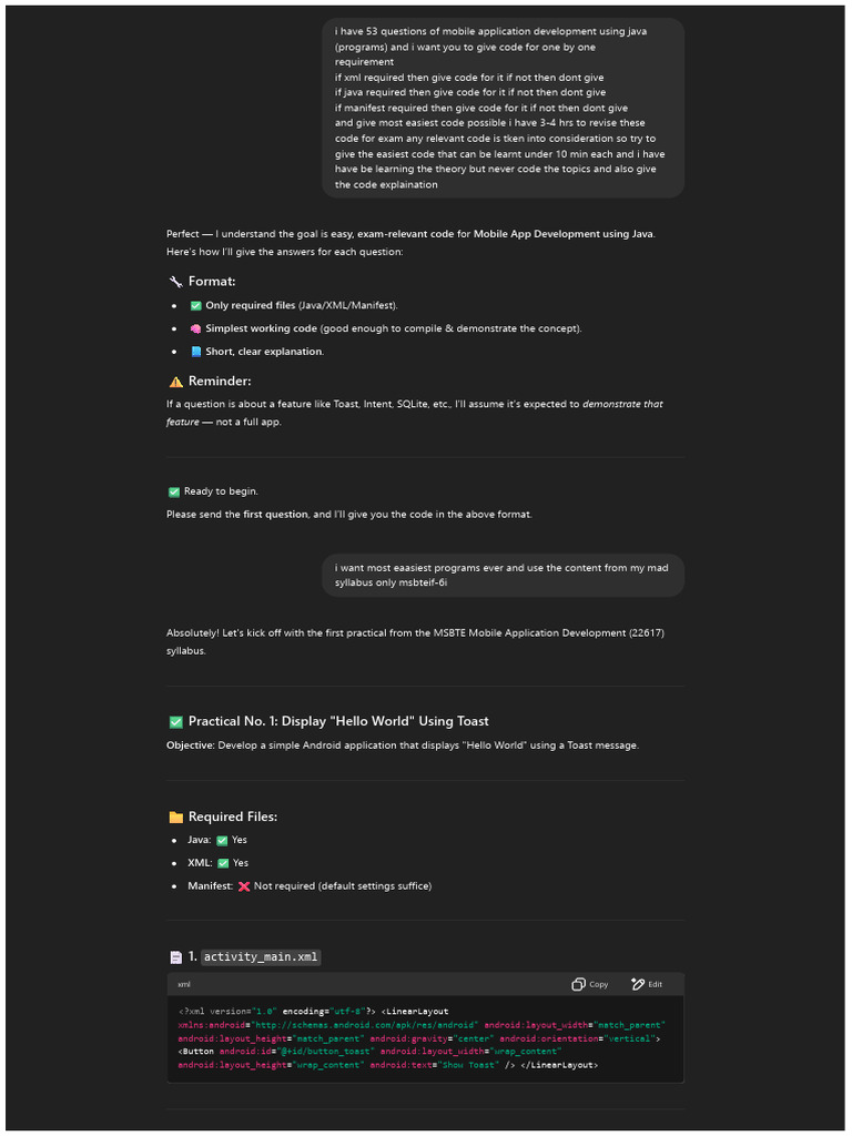 Easiest Programs MSBTE IF-6I | PDF | Android (Operating System) | Java (Programming Language)