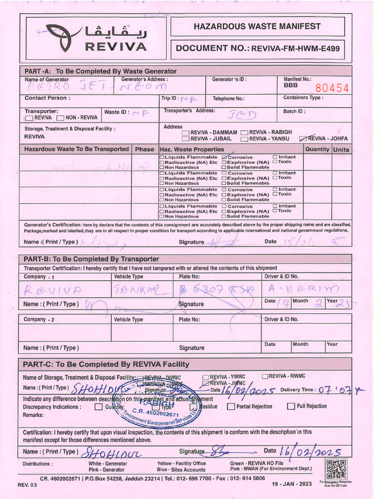 HAZ Waste Manifest | PDF