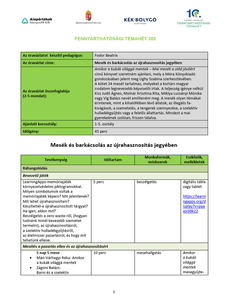 Mesek Es Barkacsolas Az Ujrahasznositas Jegyeben | PDF